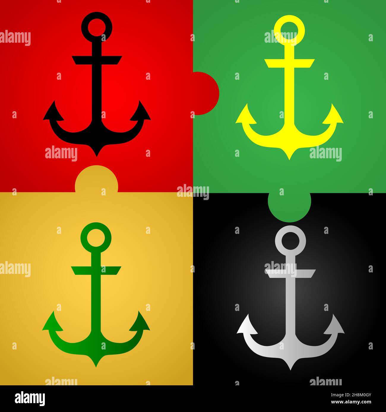 Anchors icon set, pirate or sea icon, vector colored illustration Stock ...