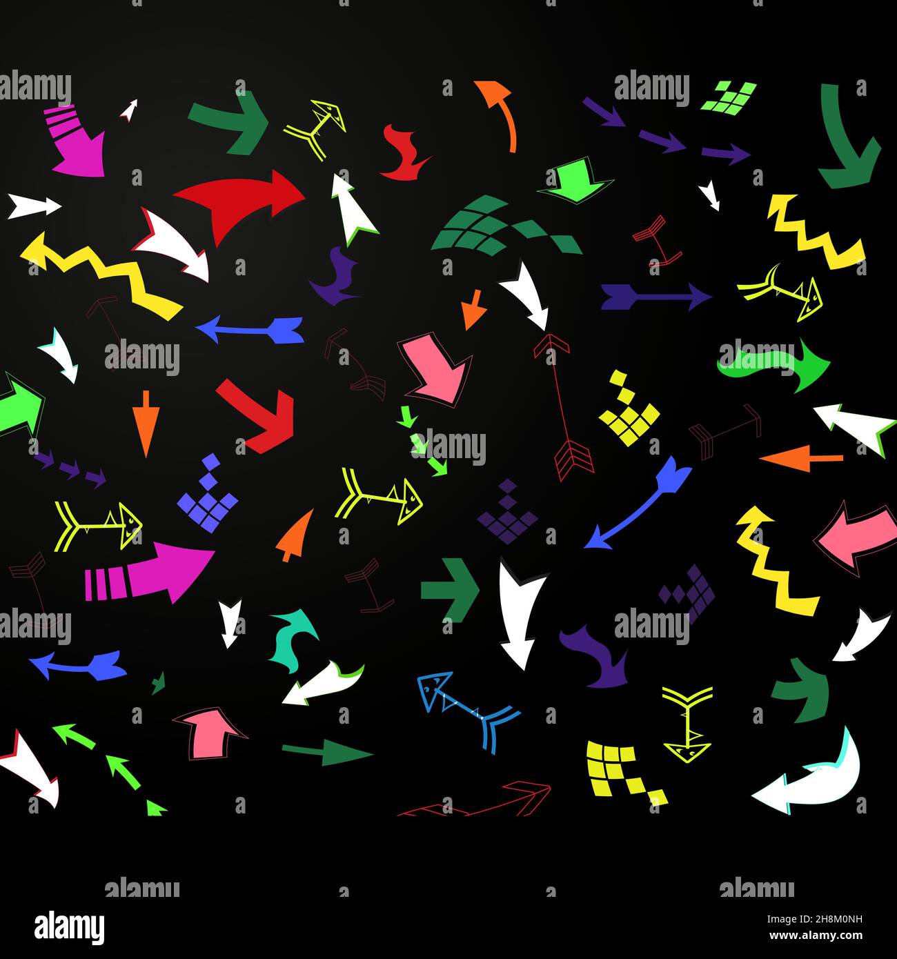 Set of bright multicolored arrows, seamless background. Flat design ...