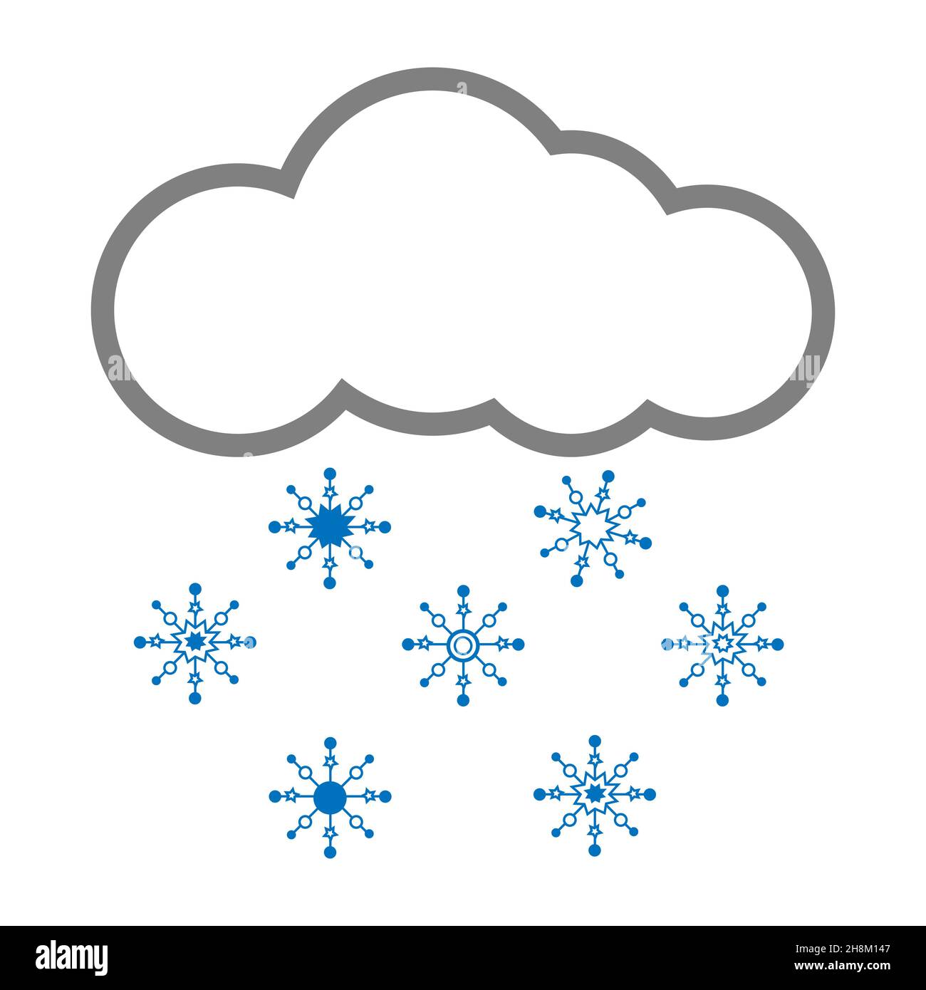 cloud with snowflakes outline icon vector isolated on white background ...
