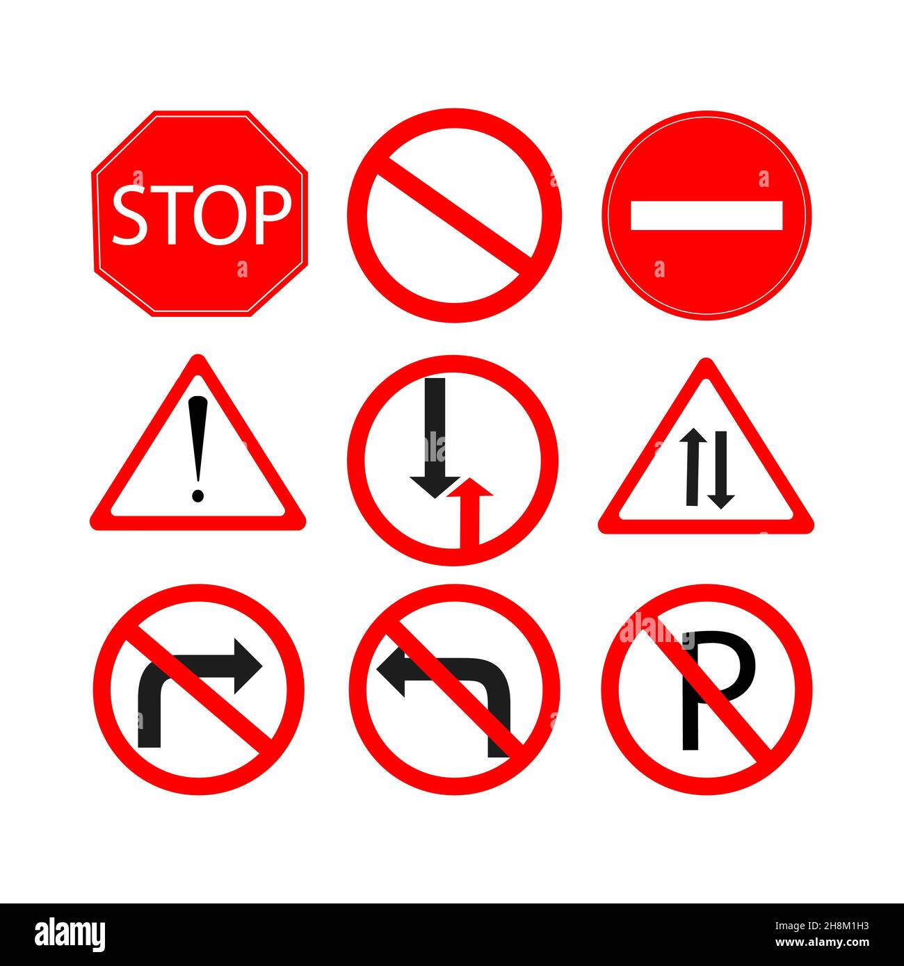 Set of road signs, red colour, vector image Stock Vector Image & Art ...