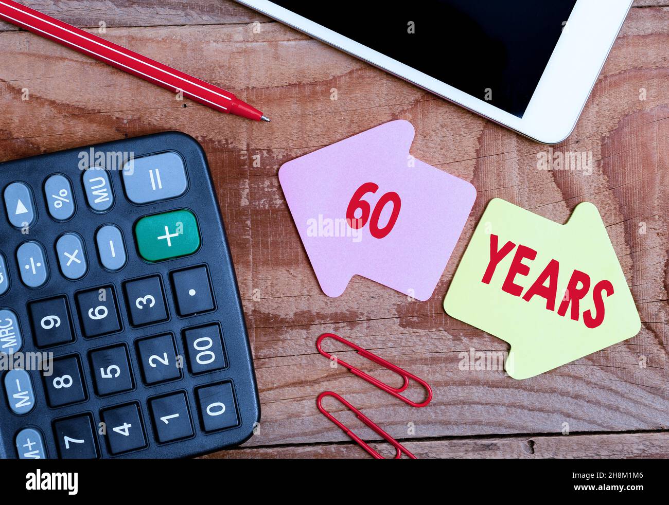 Text showing inspiration 60 Years. Word Written on It is the onset of a ...