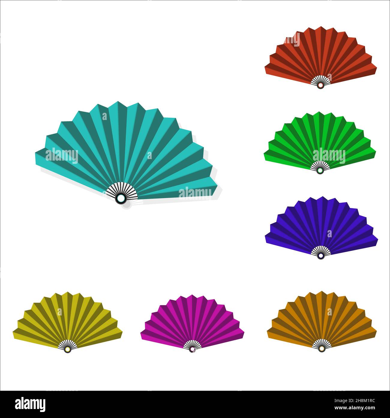 Set of multicolored female fans, flat design Stock Vector Image & Art ...