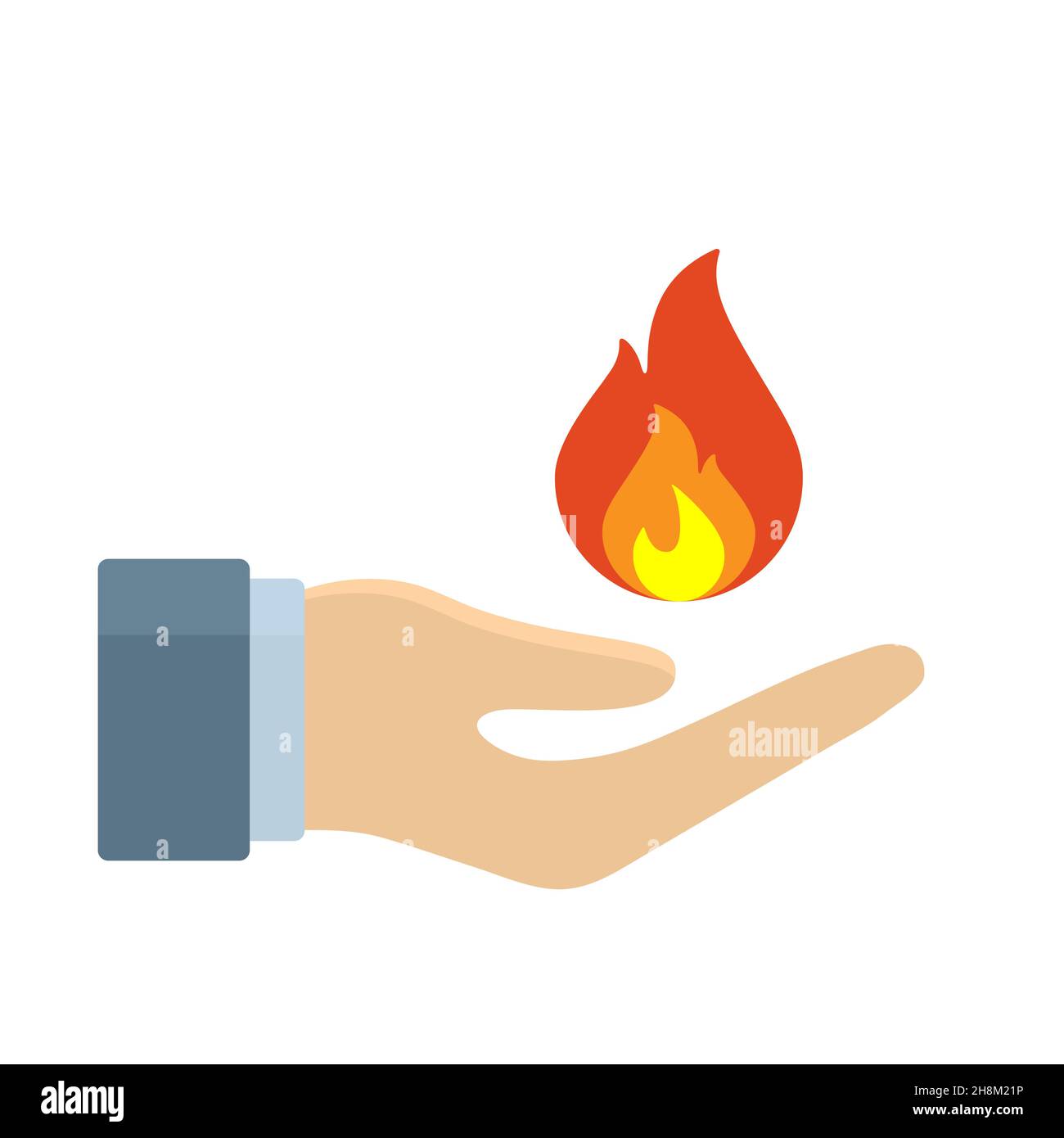 hand holding a fire icon, flat design best vector Stock Vector Image ...