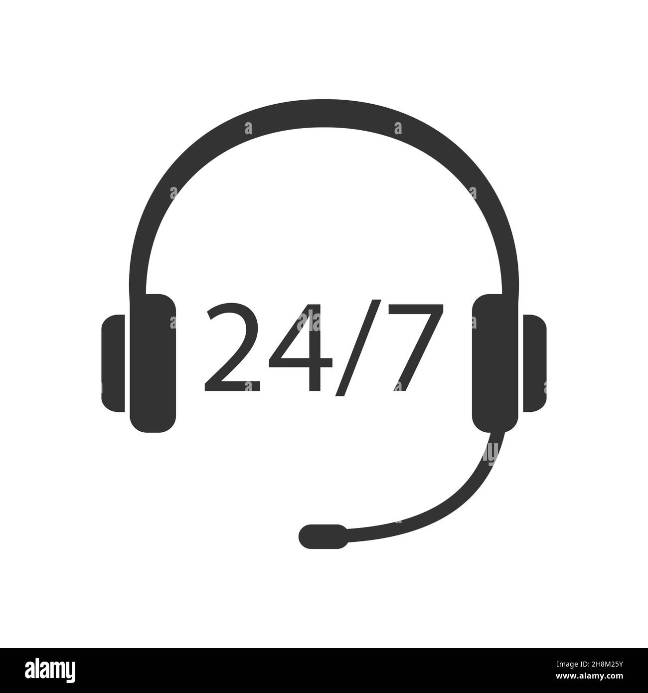 call center round the clock icon headphone Microphone vector icon Stock ...