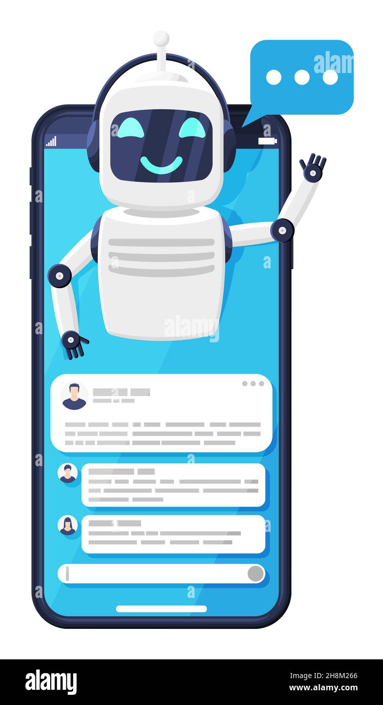 Smartphone with Chat Bot Speak in Bubble on Screen Stock Vector Image ...