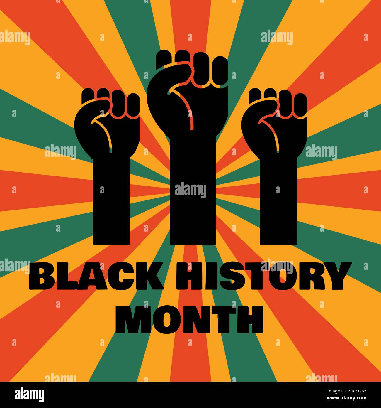 black history month design with three hand clenched. black history ...
