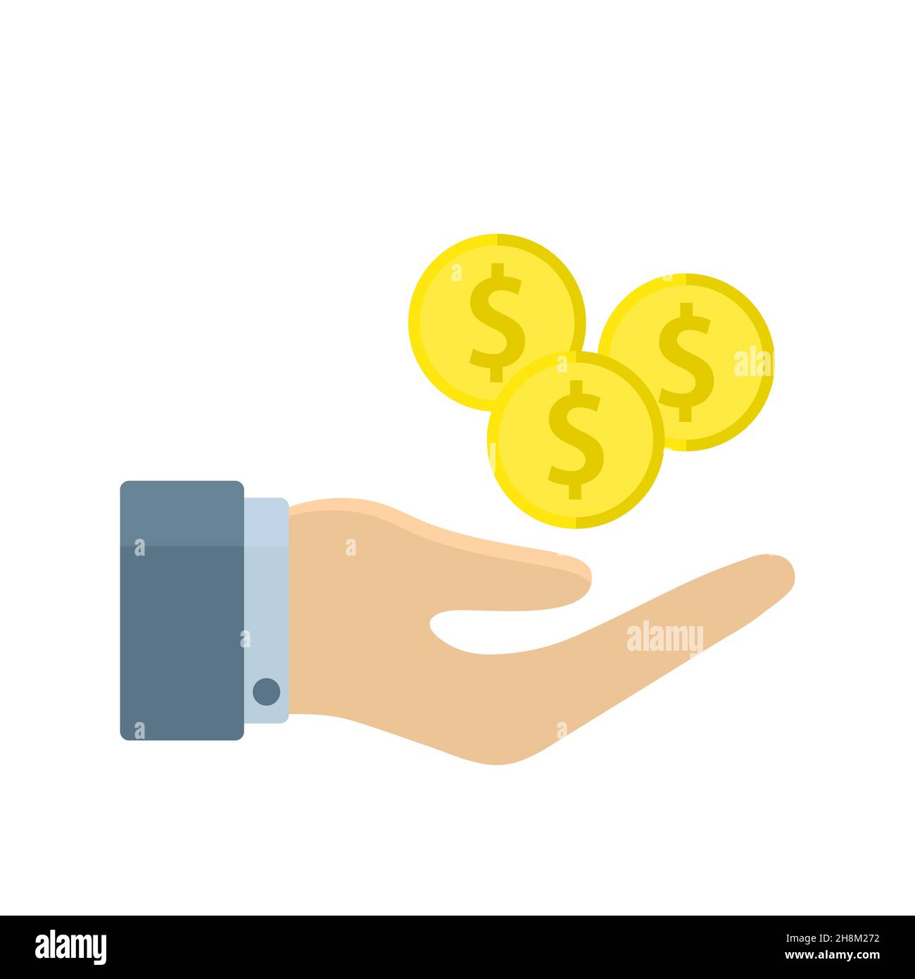 Golden coins in hand Stock Vector Images - Alamy