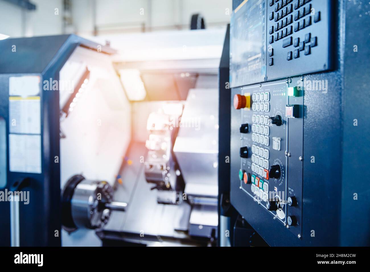 Manual labor automation, modern technologies. Control panel CNC ...