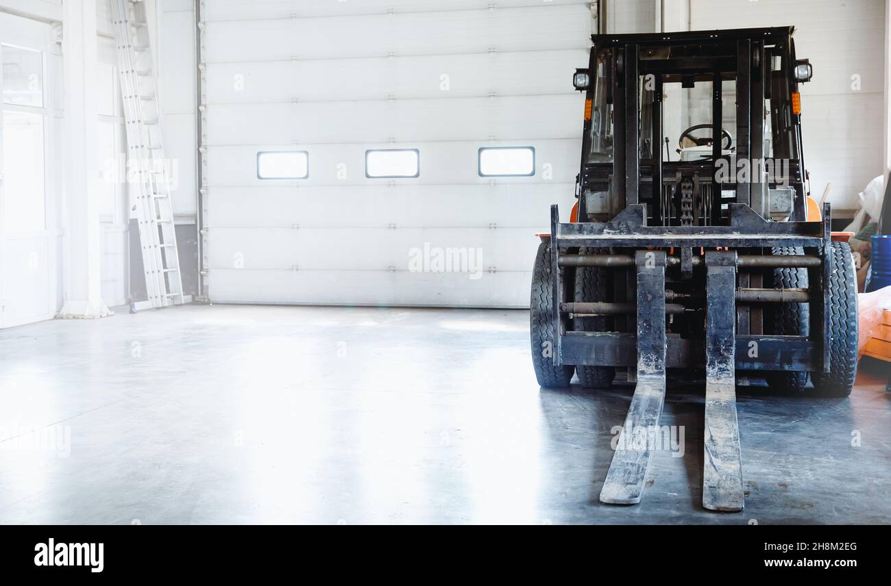 Logistics concept, industrial forklift in warehouse loader store Stock ...