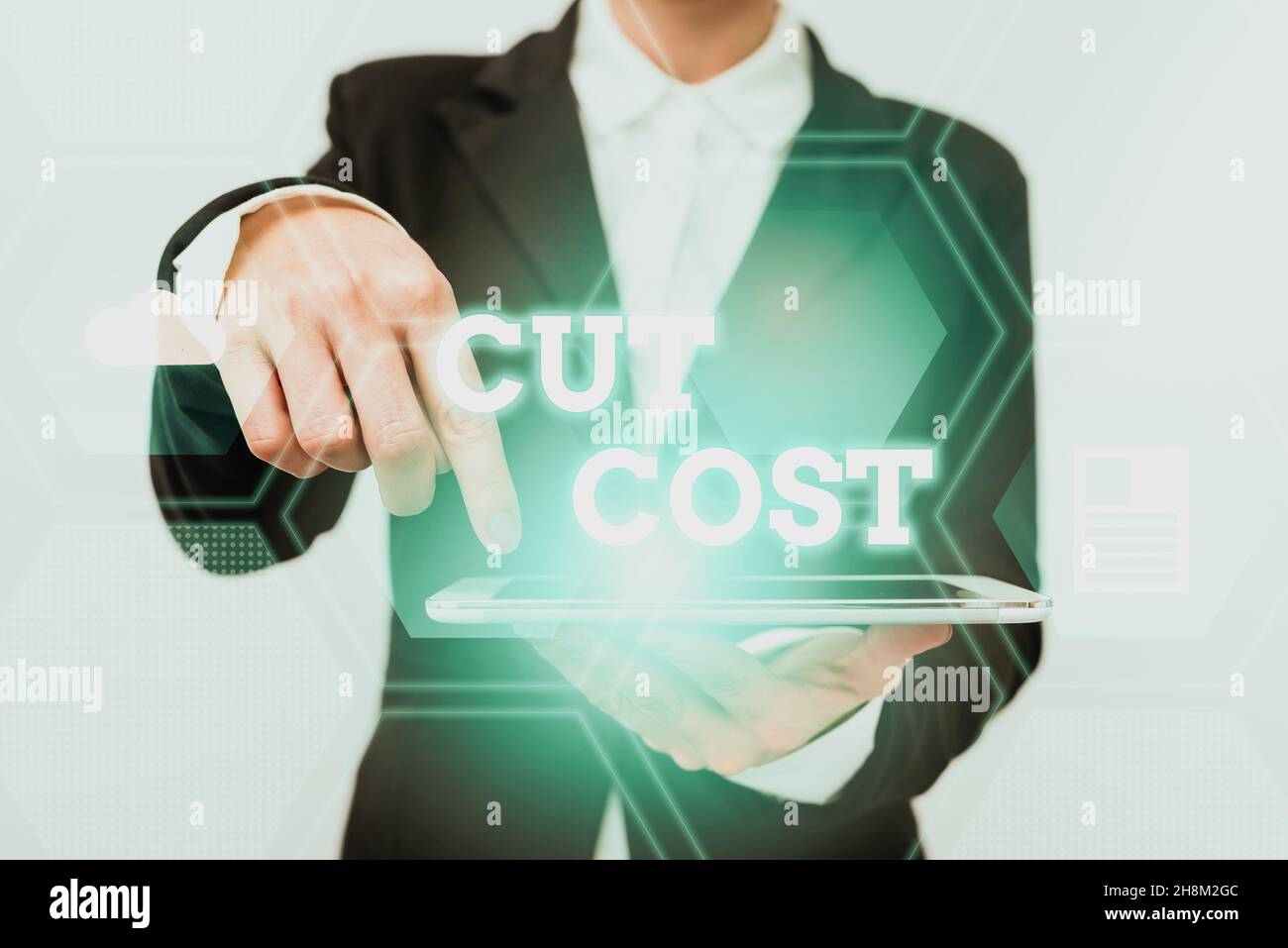 Text sign showing Cut Cost. Business overview Measures implemented to ...