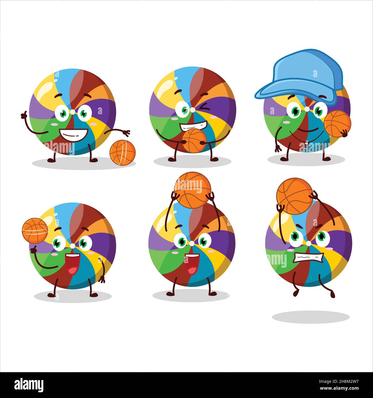 Talented Rainbow Candy Cartoon Character As A Basketball Athlete