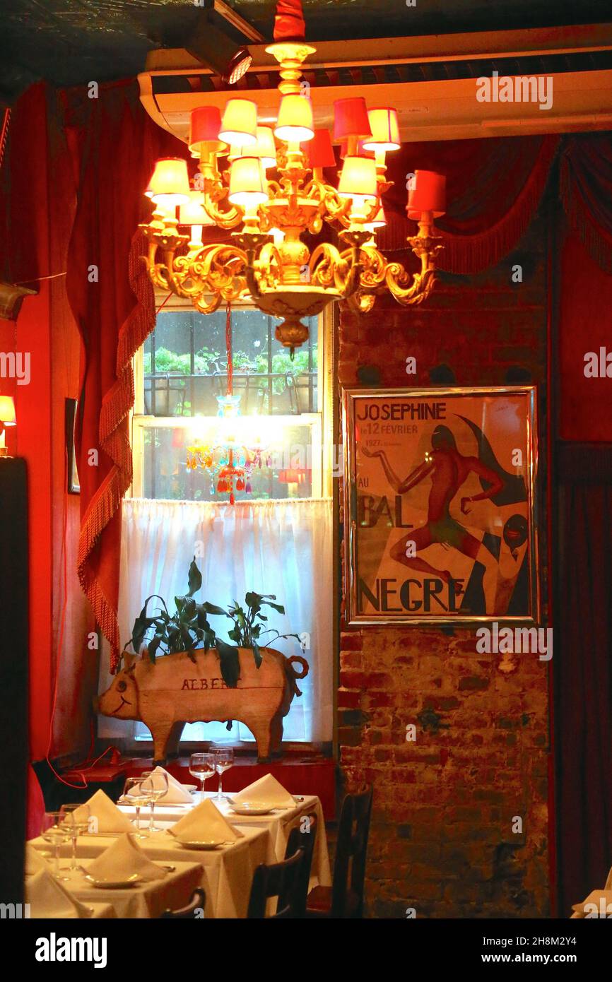 General view of the French restaurant Chez Josephine in New York, NY on ...