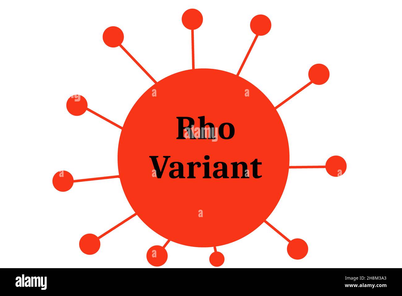 Covid Rho Variant in red with Rho variant text in black and isolated on ...