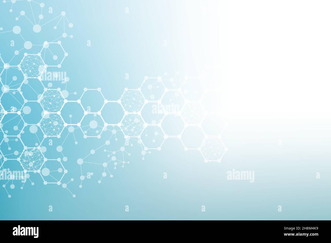 Science network pattern, connecting lines and dots. Technology hexagons ...