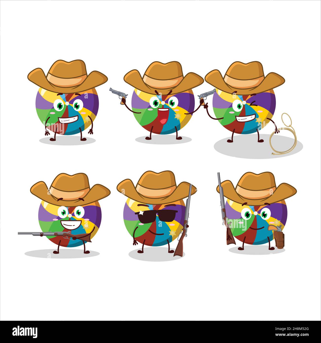Cool cowboy rainbow candy cartoon character with a cute hat. Vector ...
