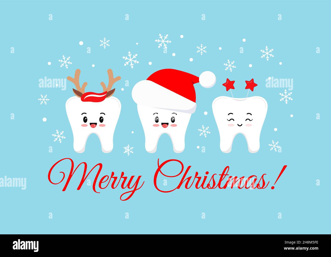 Christmas teeth with xmas accessories on dentist greeting card Stock ...