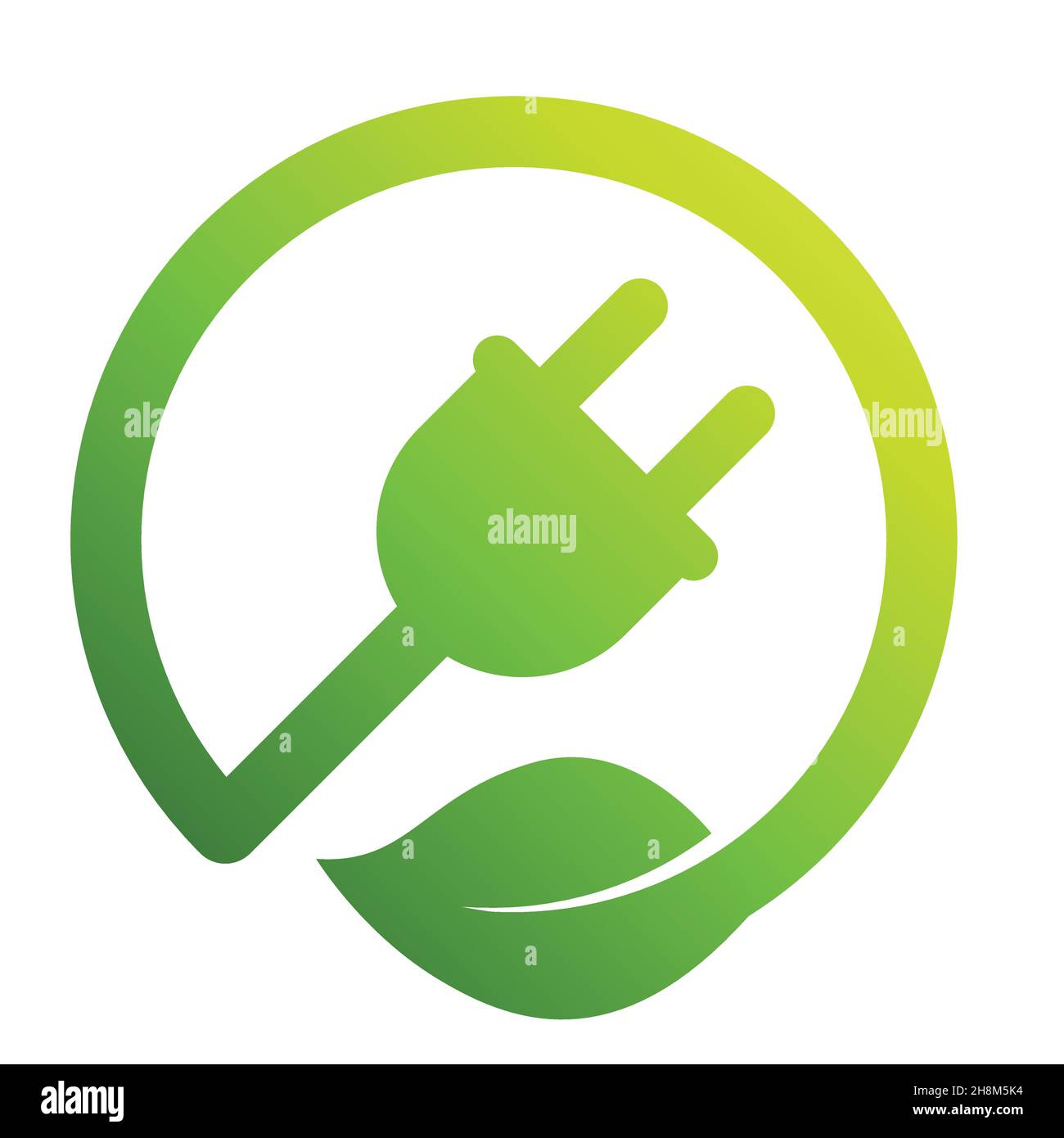 eco green electric plug with leaves icon vector save energy with ...