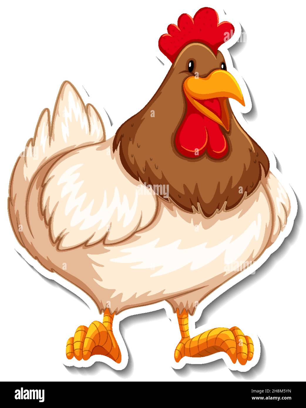 Chicken animal farm animal cartoon sticker illustration Stock Vector ...