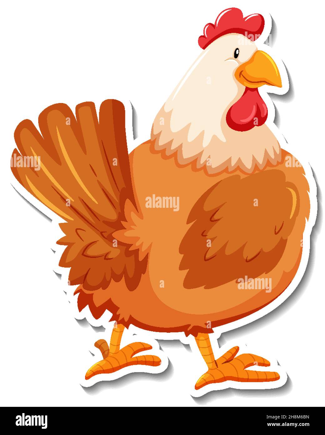 Chicken animal farm animal cartoon sticker illustration Stock Vector ...