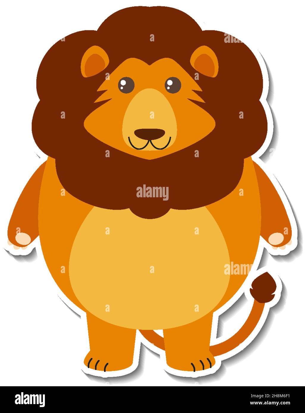Chubby lion animal cartoon sticker illustration Stock Vector Image ...