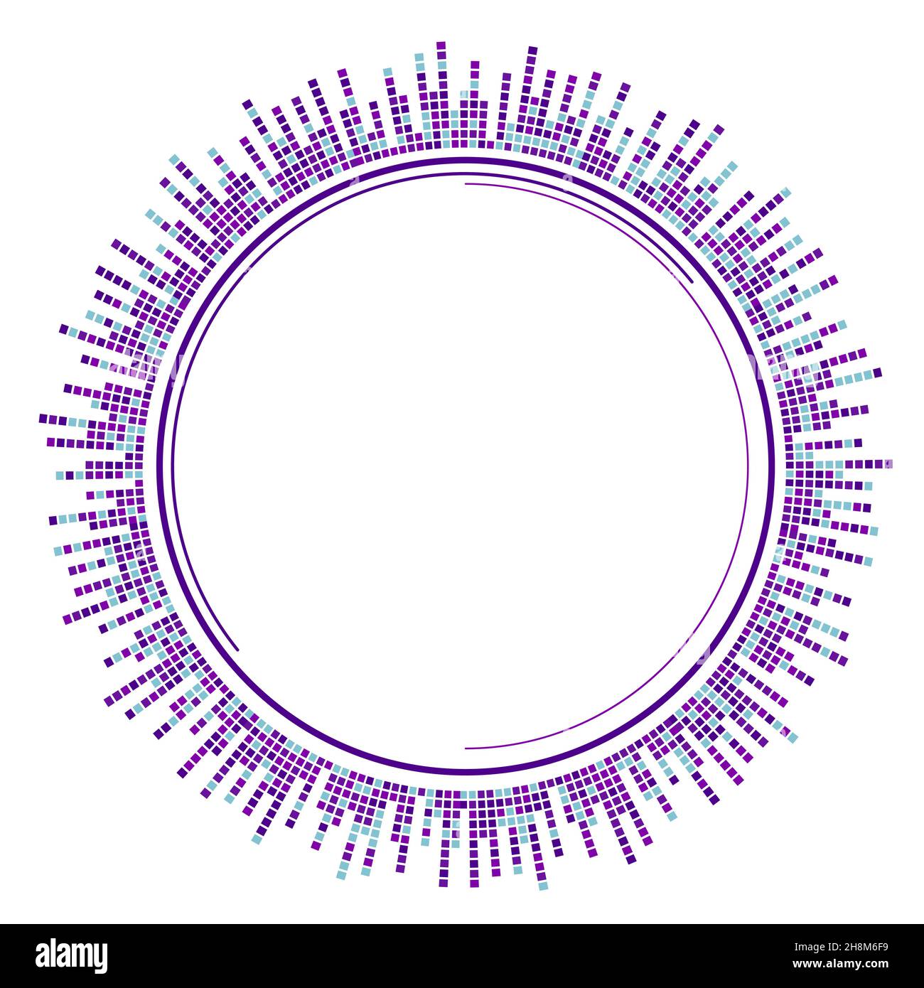 Abstract circular equalizer. Eq round audio soundwaves. Graphic equalizer. Frame. Vector ...