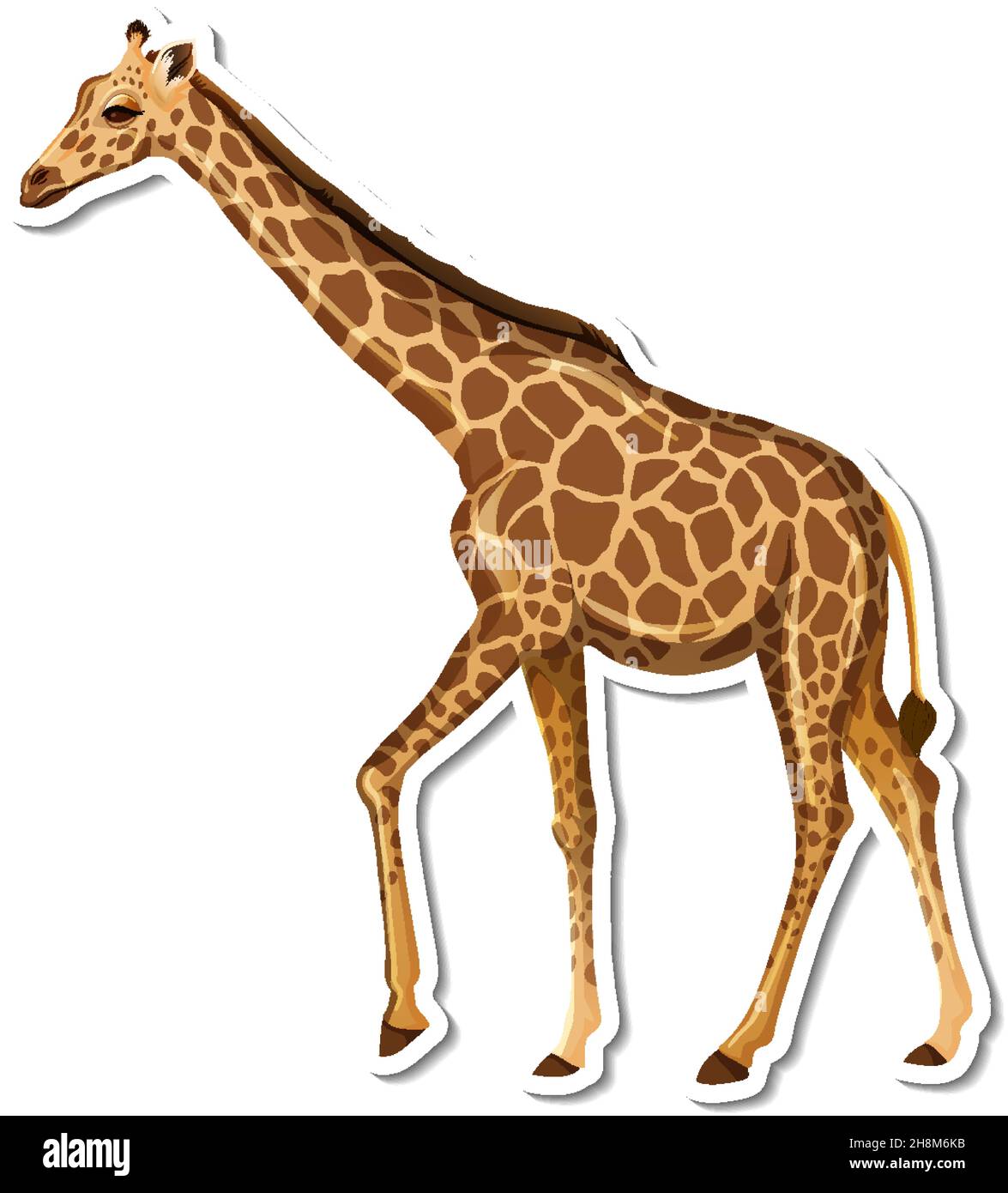 A sticker template of giraffe cartoon character illustration Stock ...