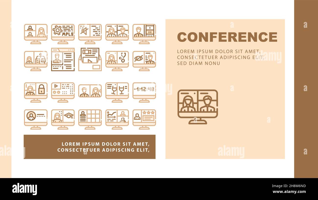 Video Conference Communication Landing Header Vector Stock Vector Image ...