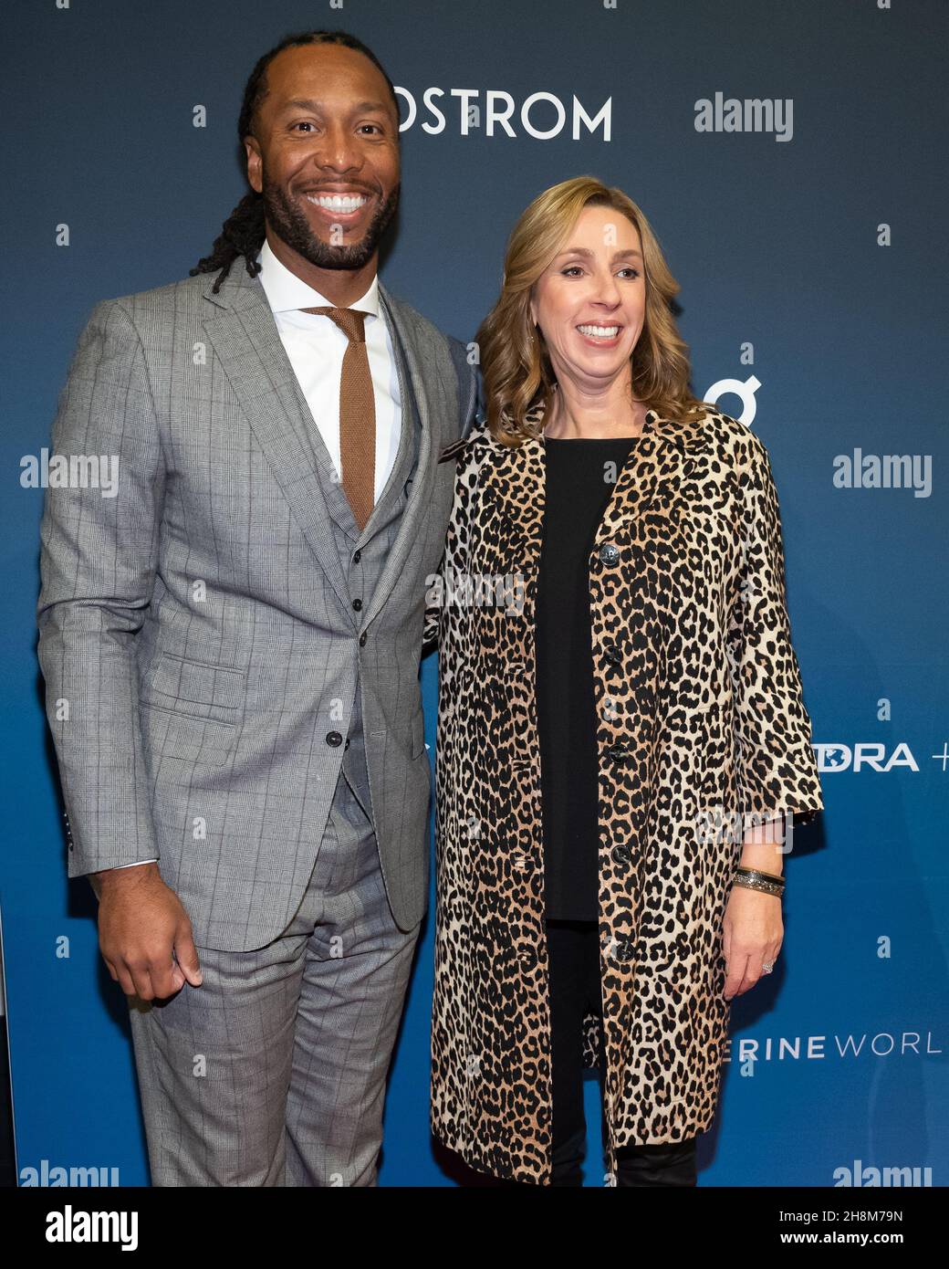 New York, USA. 30th Nov, 2021. NFL player Larry Fitzgerald and Lauren ...