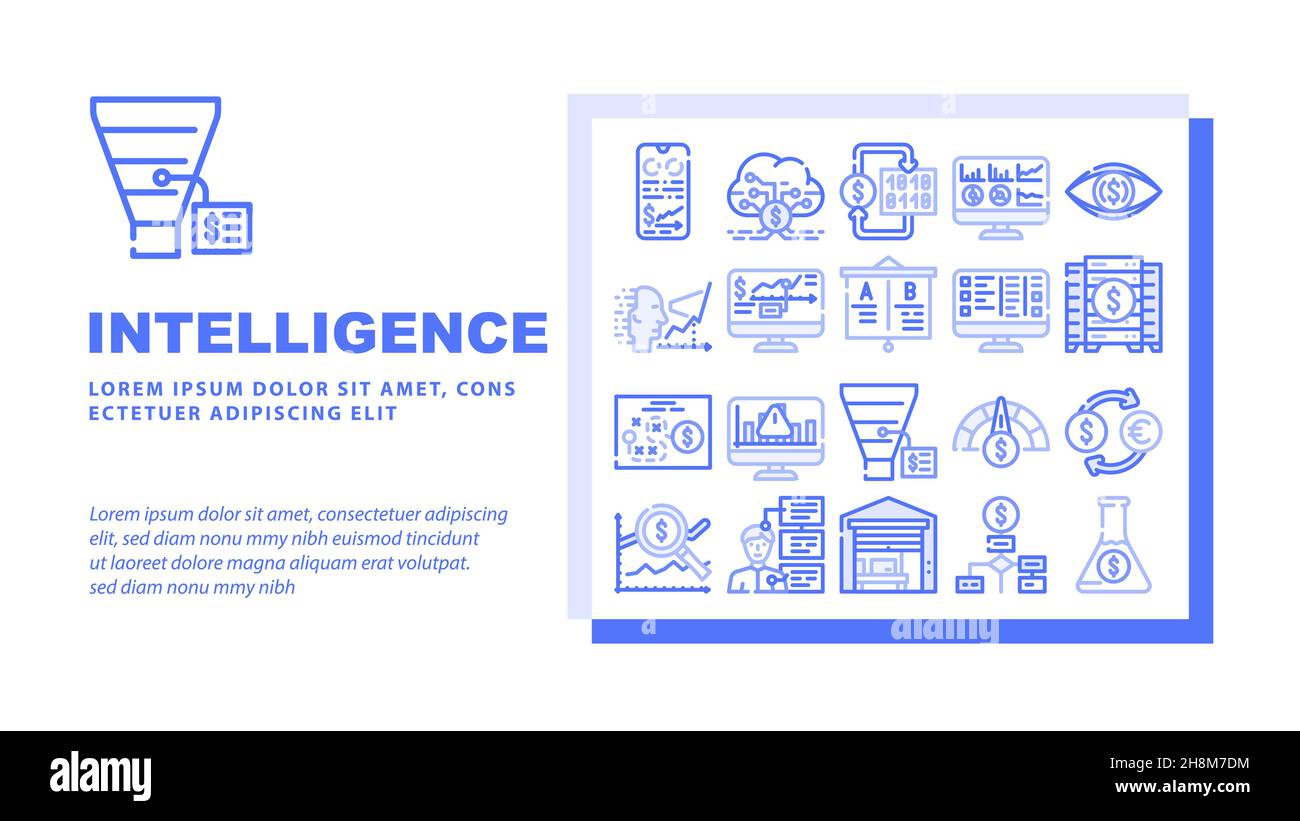 Business Intelligence Technology Landing Header Vector Stock Vector ...