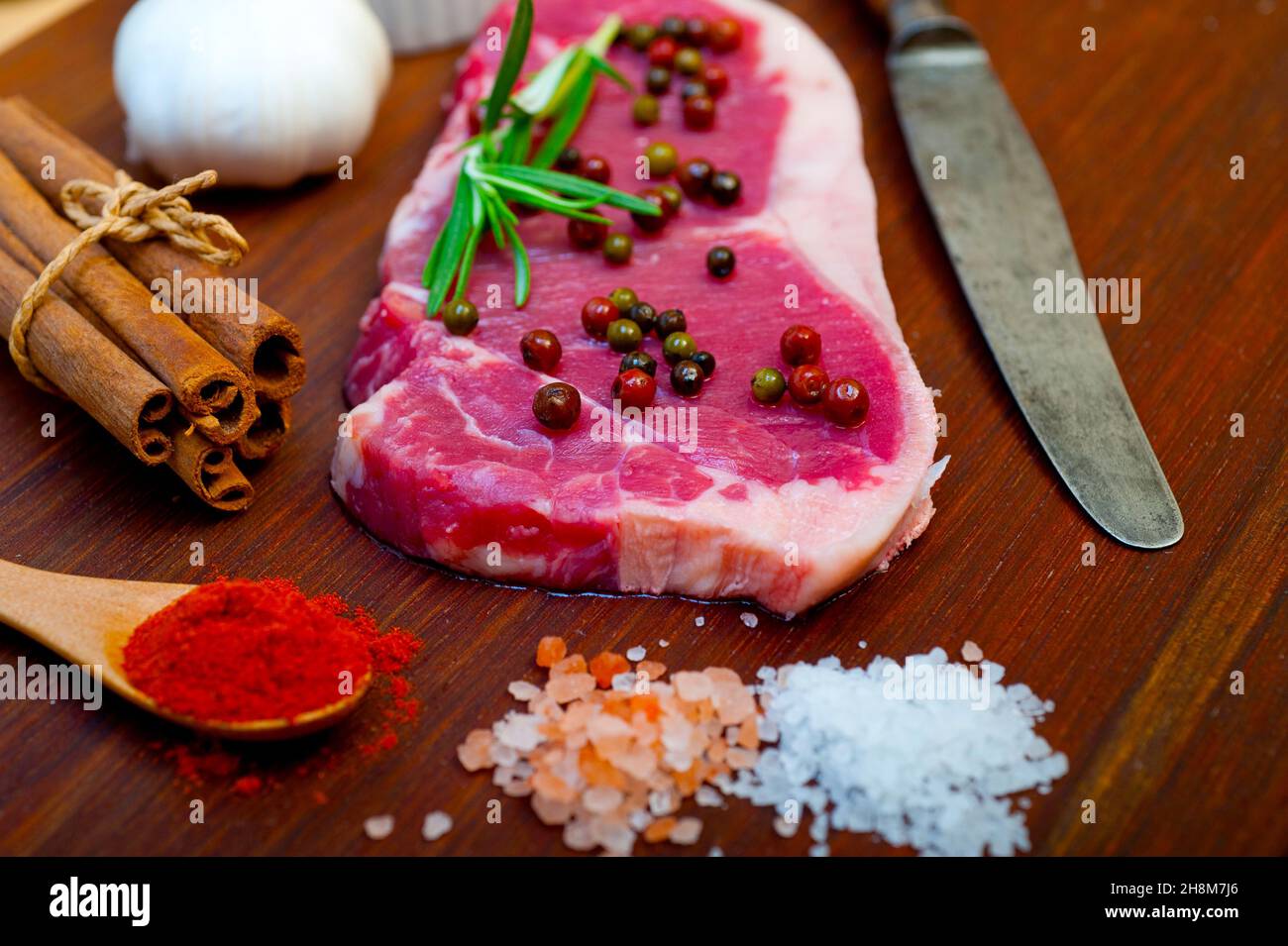 raw uncooked ribeye beef steak butcher selection Stock Photo - Alamy