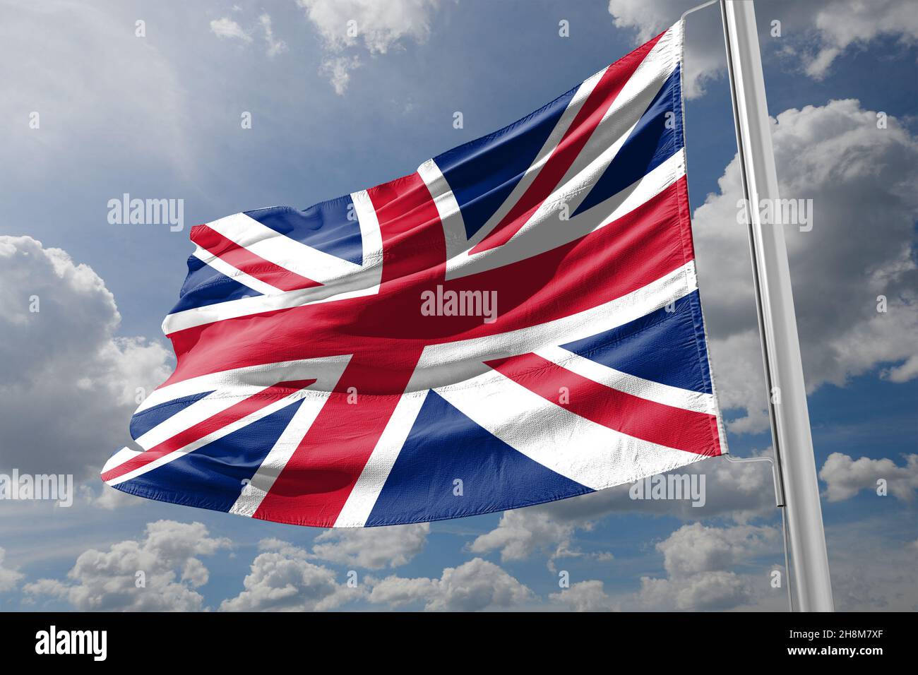 union jack flag on blue sky Stock Photo - Alamy