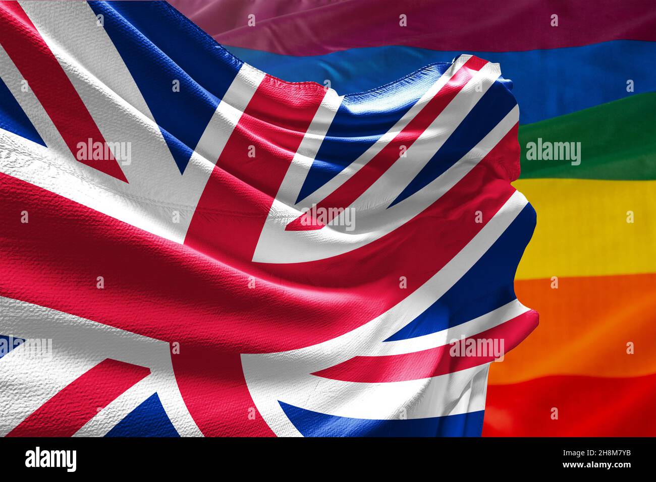 union jack flag on blue sky Stock Photo - Alamy