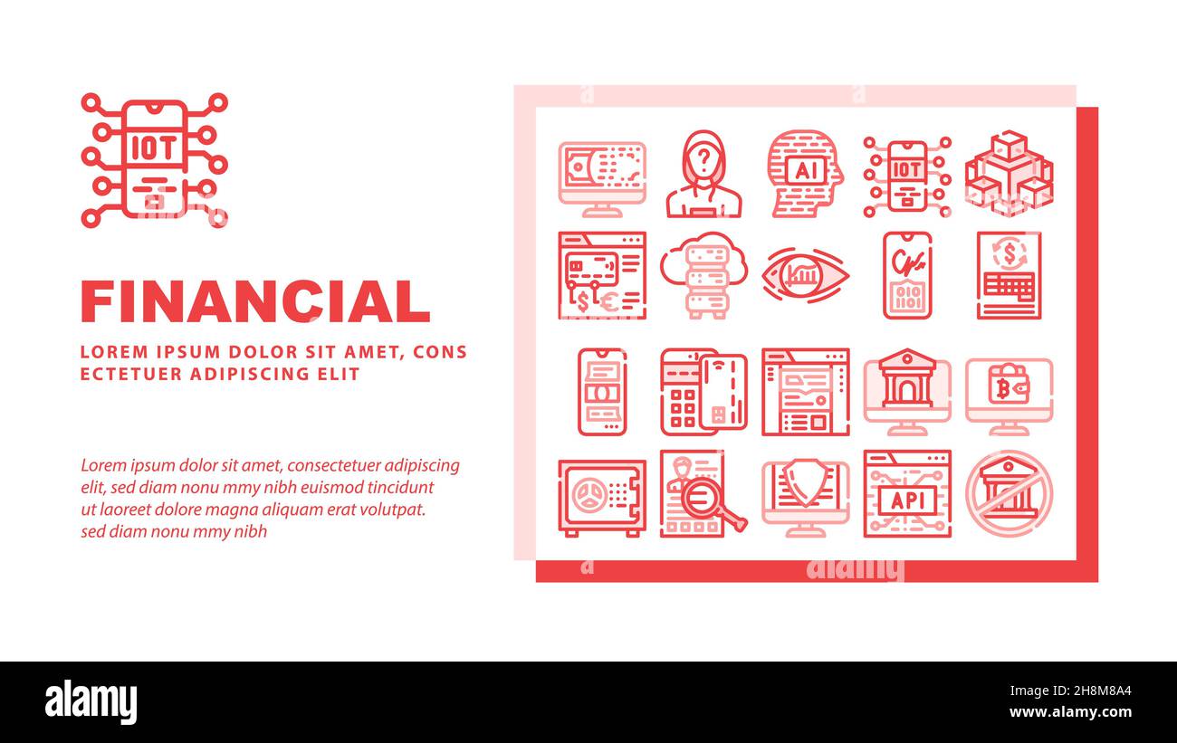 Financial Technology And Software Landing Header Vector Stock Vector ...