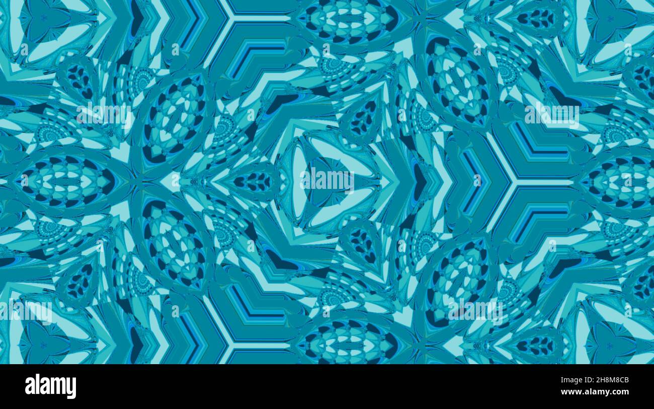 Abstract blue symmetrical background with random circles and swirls ...