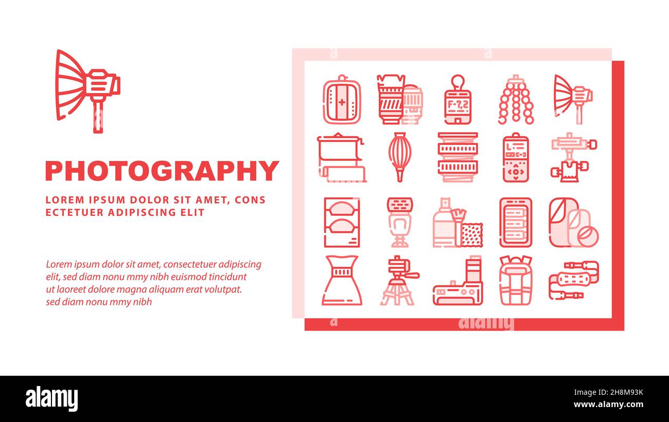 Photography Tool And Accessory Landing Header Vector Stock Vector Image ...