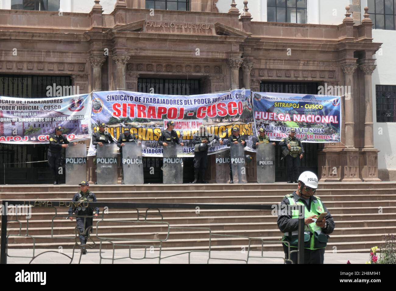Peru riot police with shields in street at Carnival Cusco steps police ...
