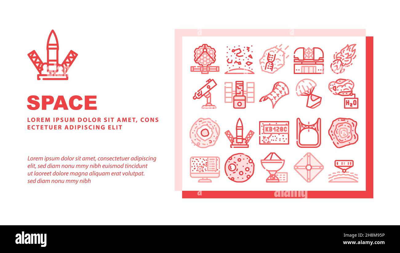 Space Researchment Equipment Landing Header Vector Stock Vector Image ...