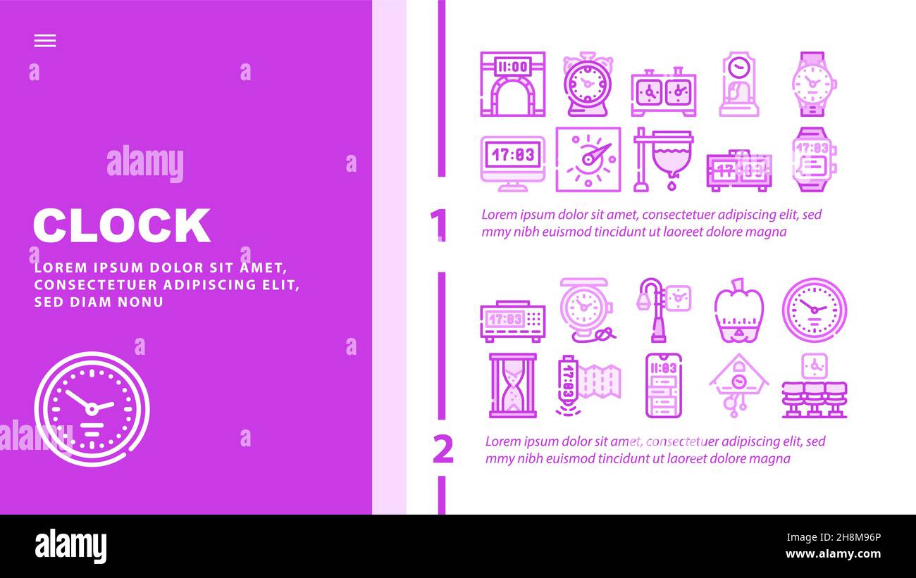 Clock And Watch Time Equipment Landing Header Vector Stock Vector Image ...