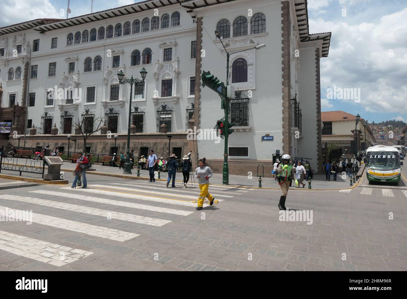 Peru riot police with shields in street at Carnival Cusco old town ...