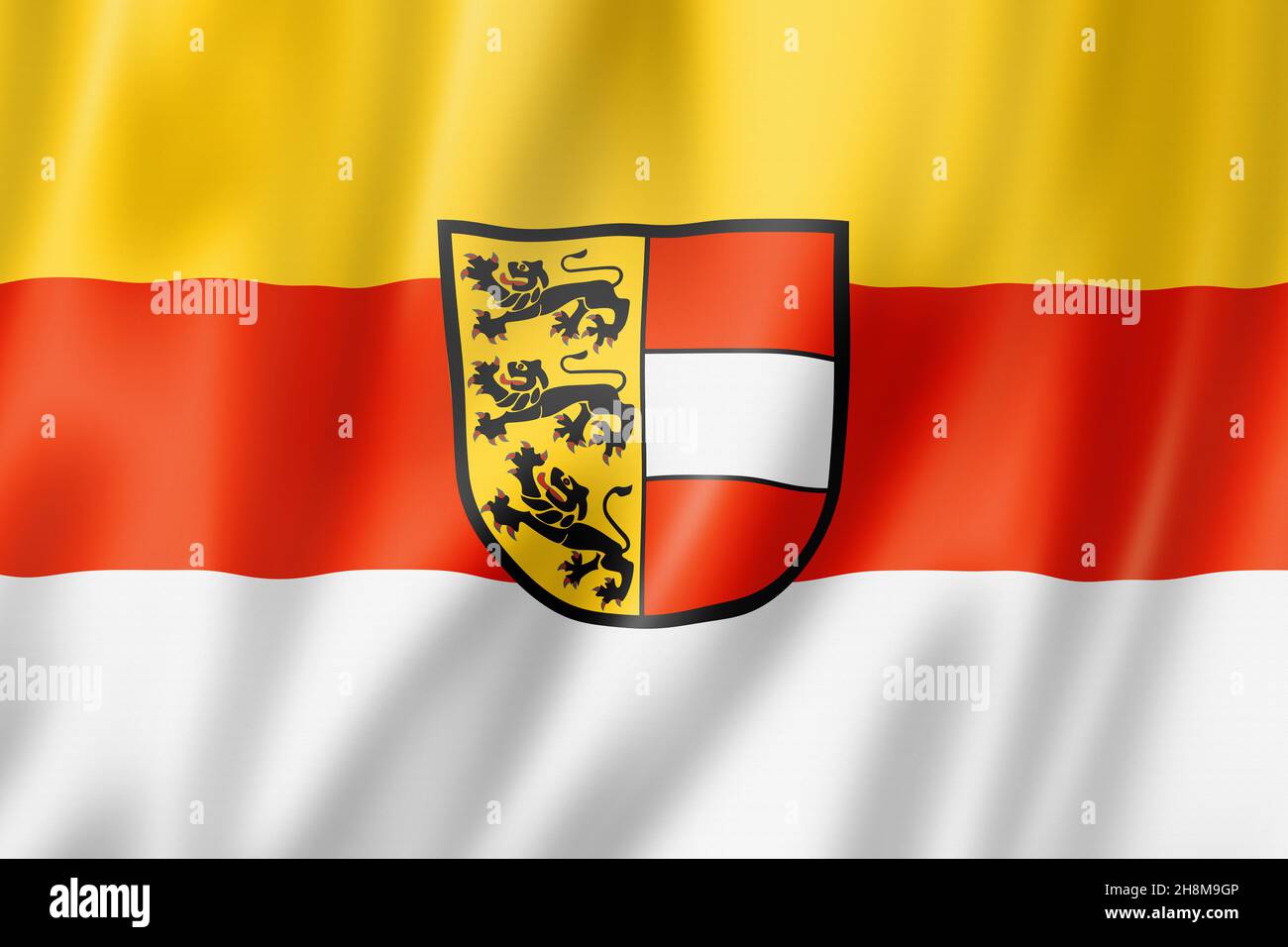 Carinthia Land flag, Austria waving banner collection. 3D illustration ...