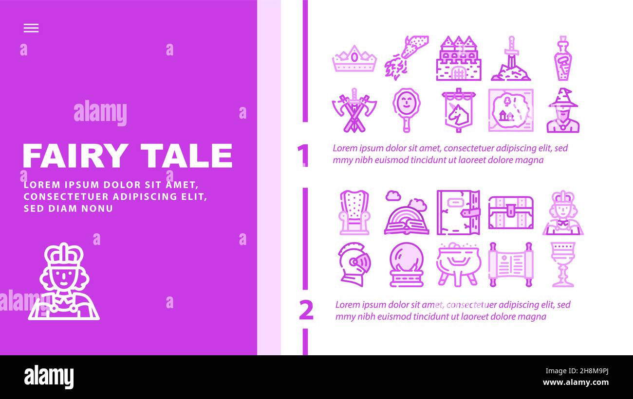 Fairy Tale Story Medieval Book Landing Header Vector Stock Vector Image ...