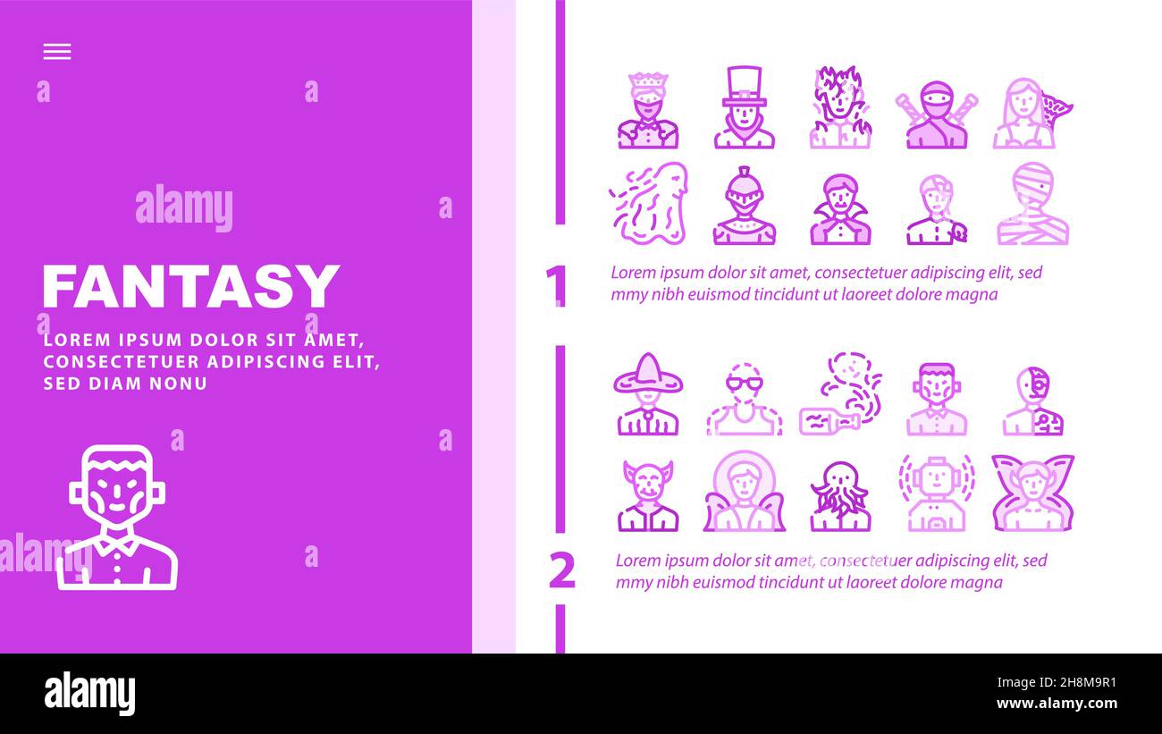 Fantasy And Magical Character Landing Header Vector Stock Vector Image ...