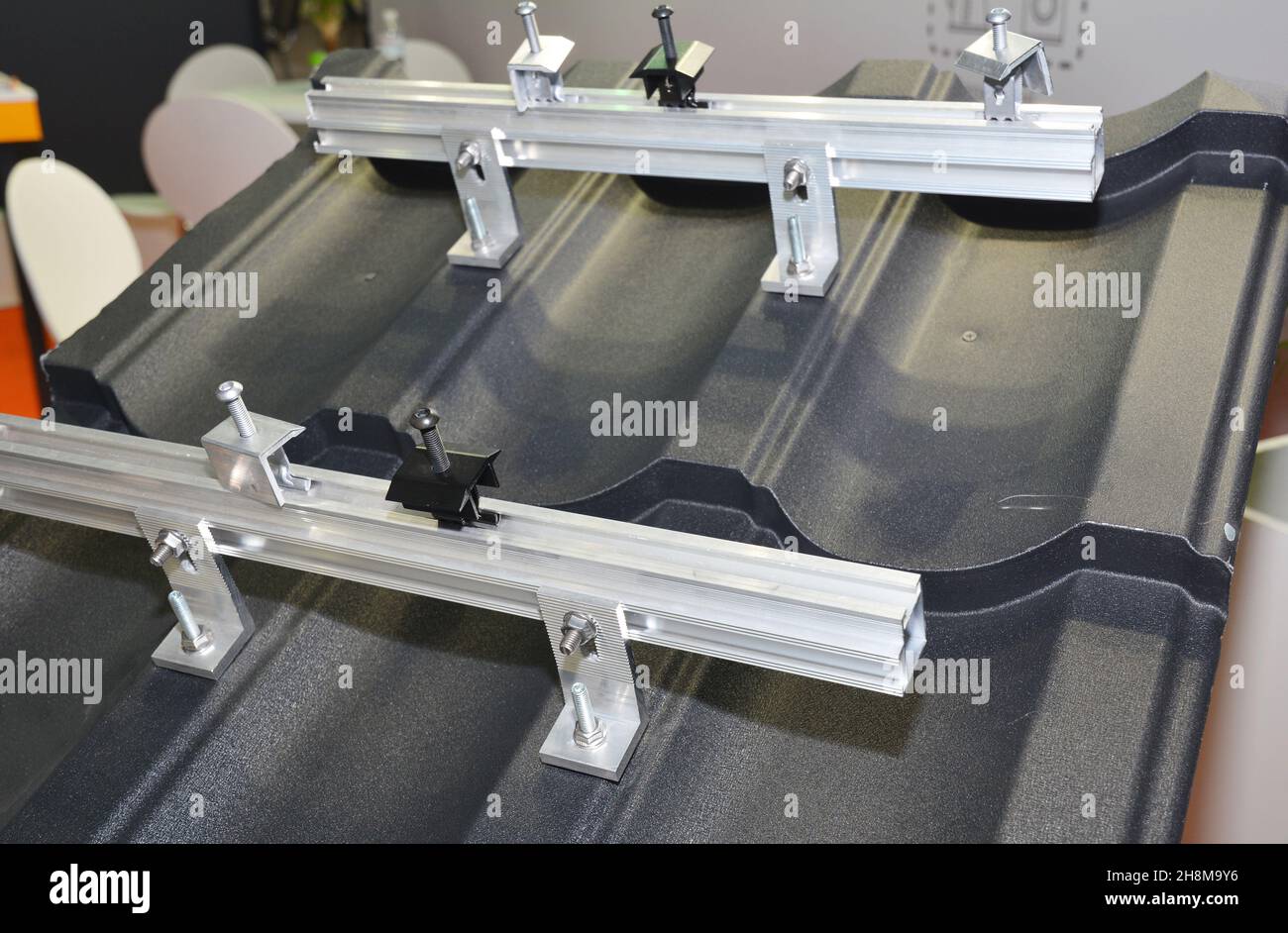 Solar panels, solar array mounting on the roof. The mounting system ...