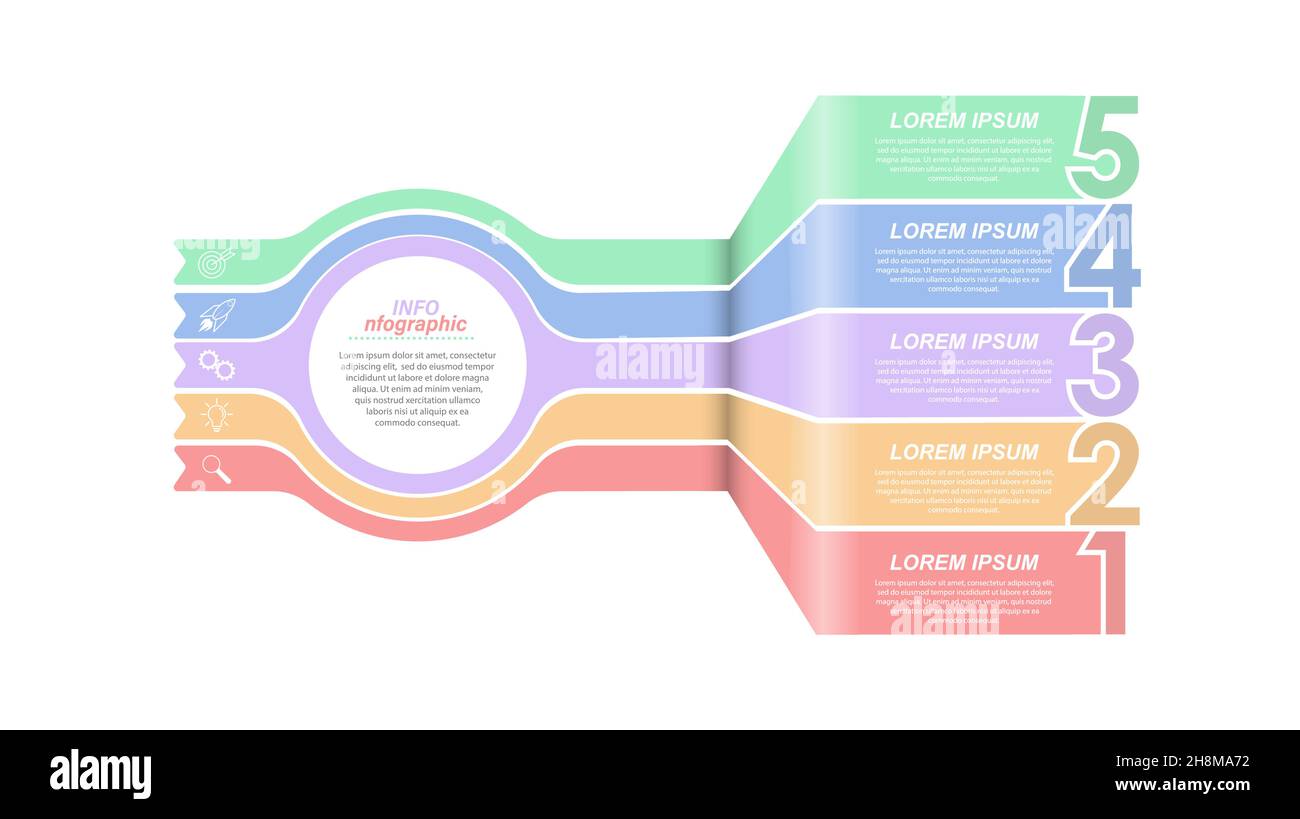 Infographics with pictograms. Template of 5 stages of business ...