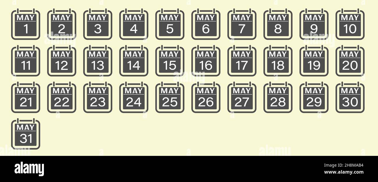 May is a month with numbers. A set of calendar sheets for a website ...