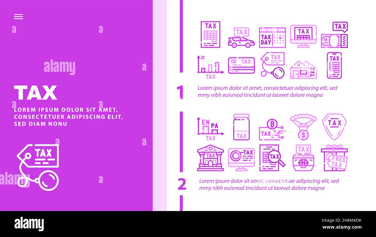 Tax Financial Payment For Income Landing Header Vector Stock Vector ...
