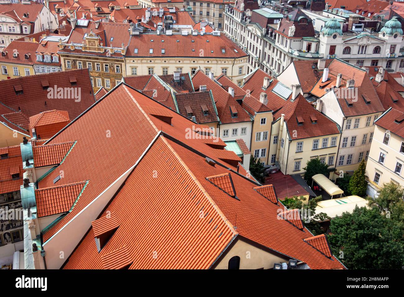 Red roofs in Prague, Top view of the red roofs Stock Photo - Alamy