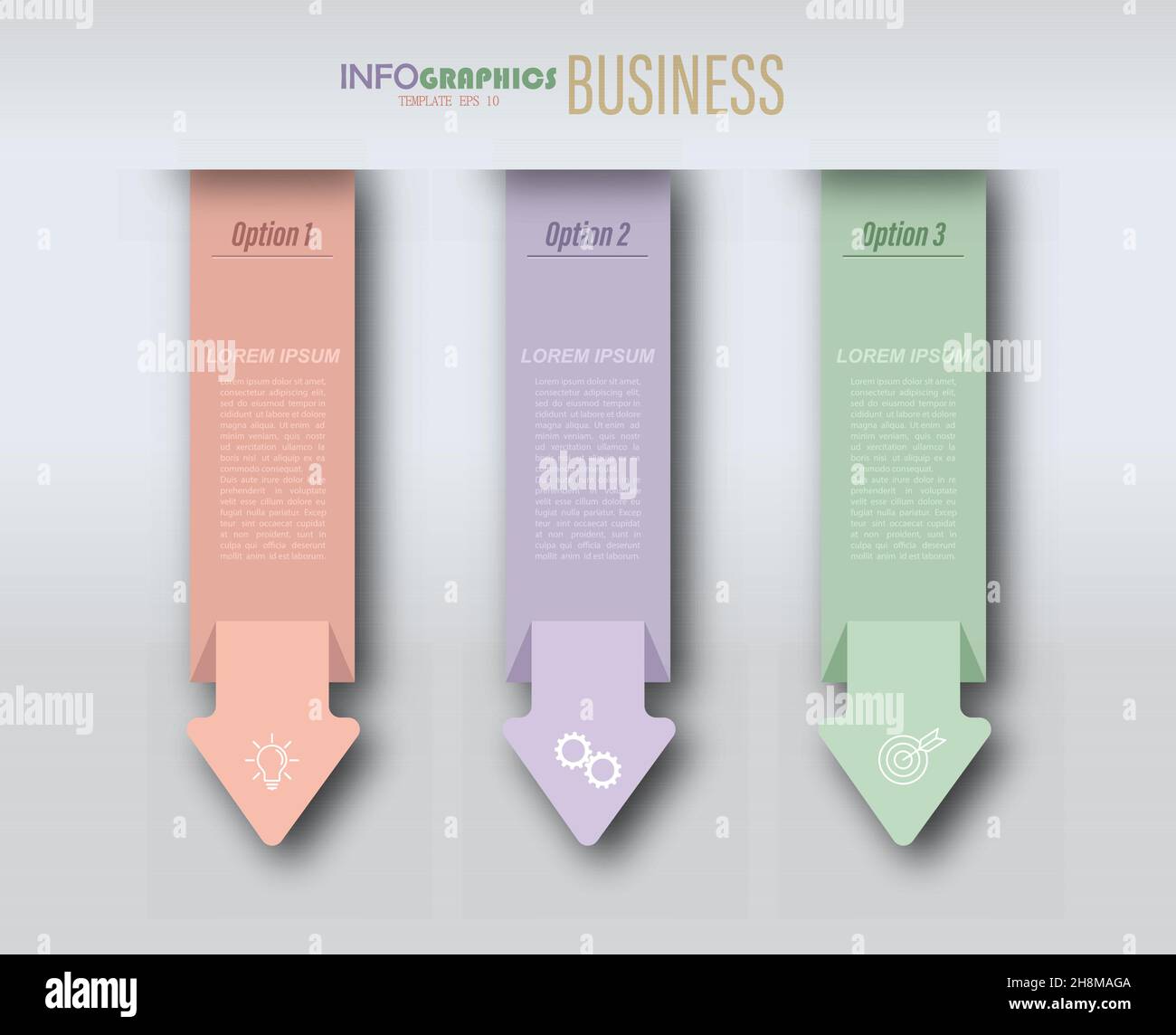Infographics with pictograms. Template of 3 stages of business ...