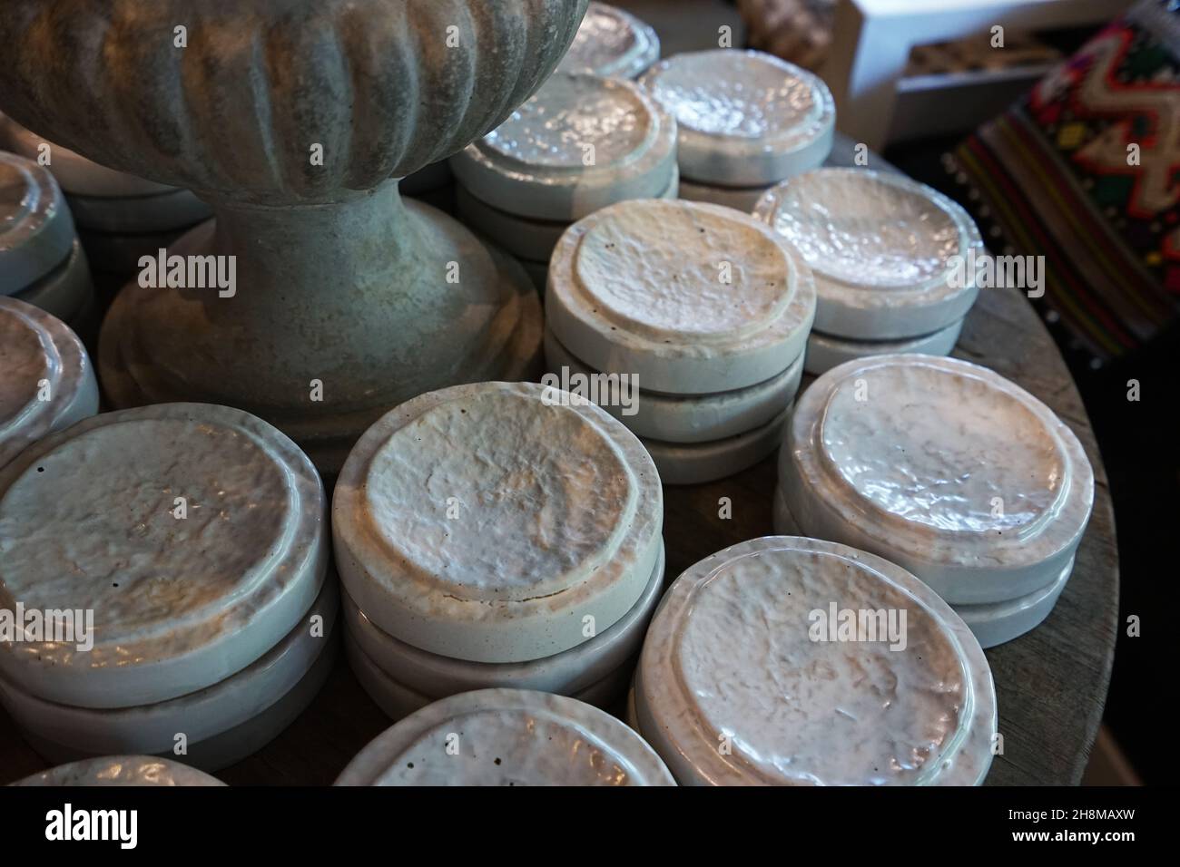 Stacks of ceramic porcelain container Stock Photo - Alamy