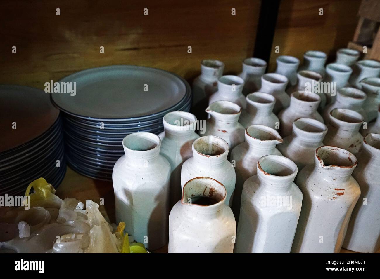 Stacks of ceramic porcelain container Stock Photo - Alamy